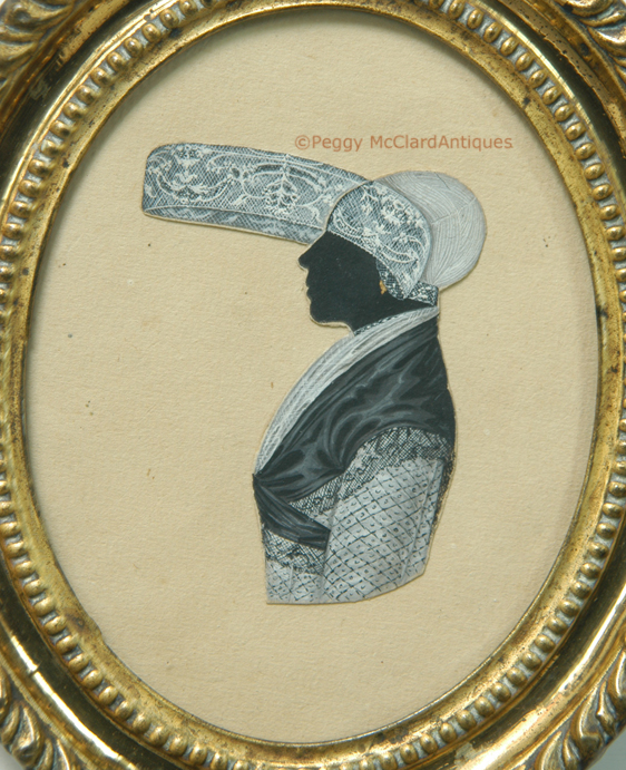 Silhouettes - Antique Detailed Silhouette of Lady Wearing Duitse Muts ...