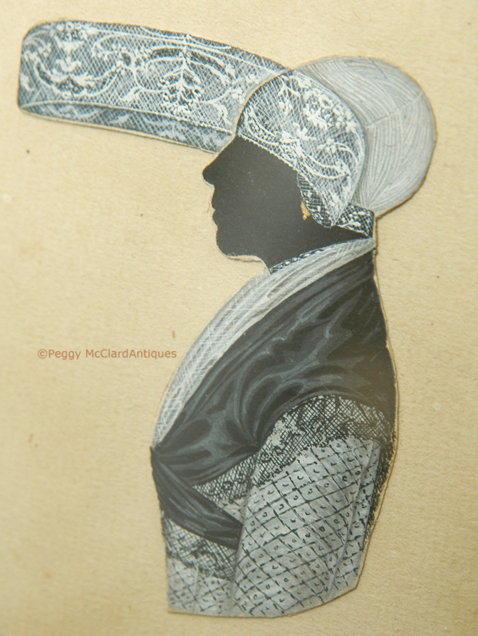 Silhouettes - Antique Detailed Silhouette of Lady Wearing Duitse Muts ...