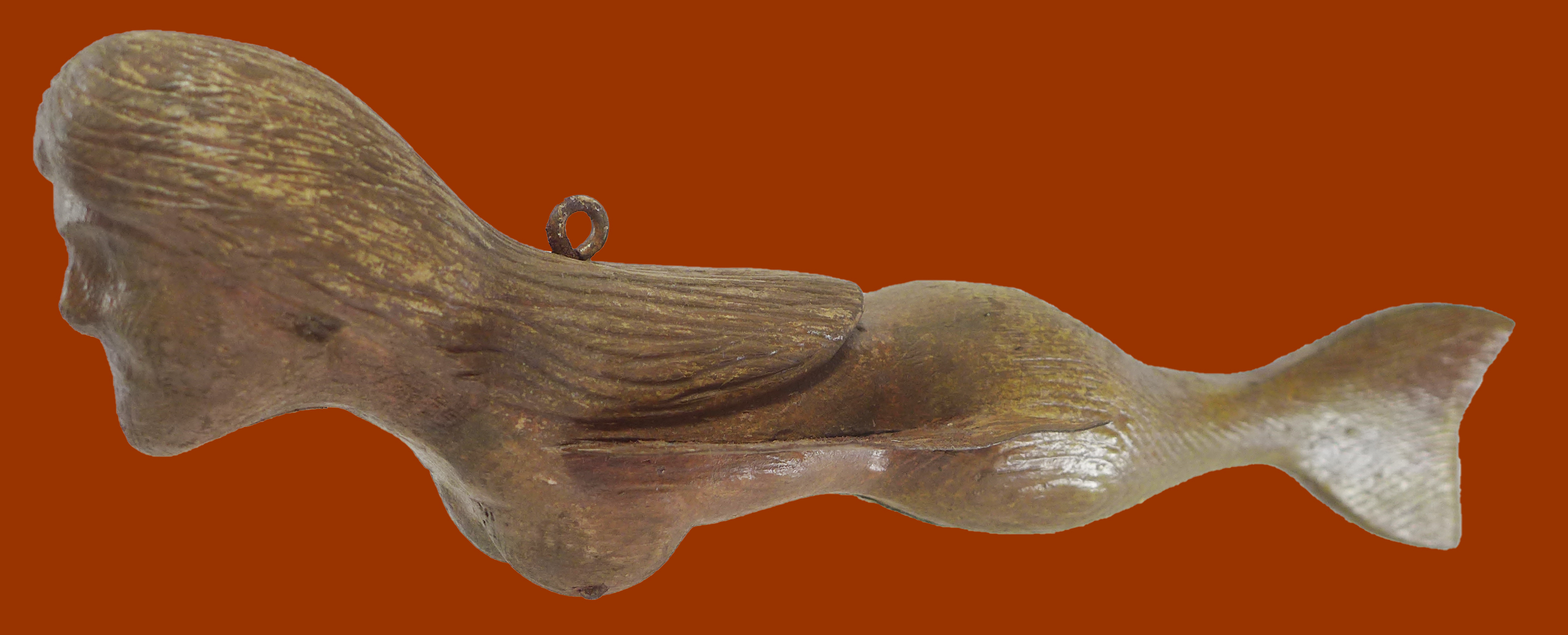 Folk Art - Fabulous Carved-Wood Folk Art Fishing Decoy of a Mermaid ...