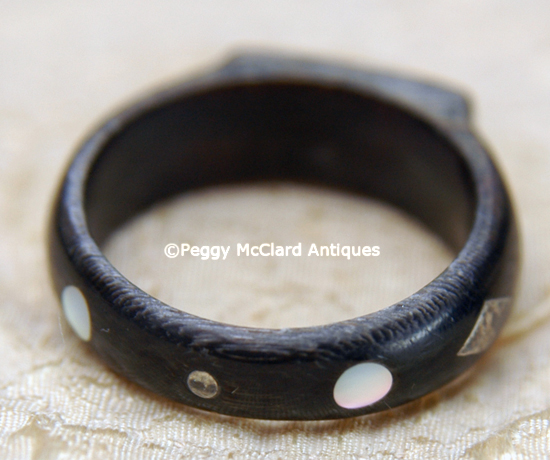 Folk Art - Antique Pair of Love Token Rings with Inlaid Hearts ...