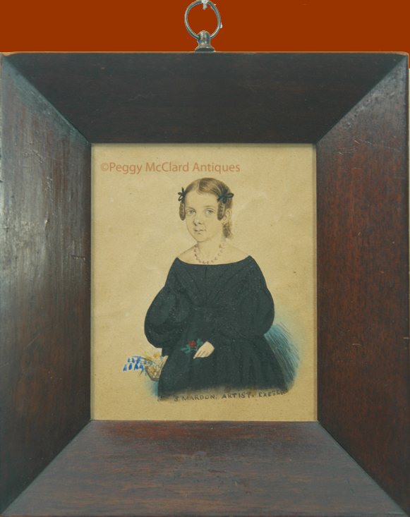 Portraits - Antique Folk Watercolor Portrait of Young Girl by S. Mardon ...