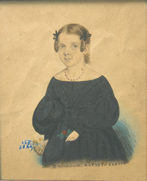 Portraits - Antique Folk Watercolor Portrait of Young Girl by S. Mardon ...